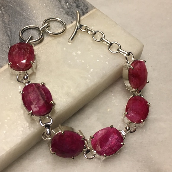 Boutique | Jewelry | Cherry Ruby Silver Bracelet | Poshmark